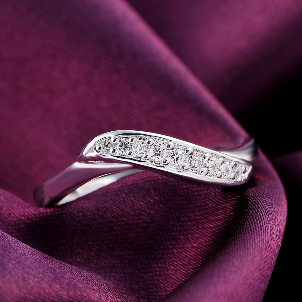 engagement ring s925 Stamp Silver color crystal For Women Fashion ...