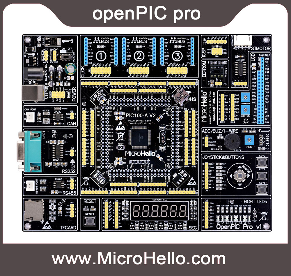 openPIC Pro PIC development board for 16bit 32bit dsPIC30 dsPIC33 PIC24 PIC32 Series MCUs
