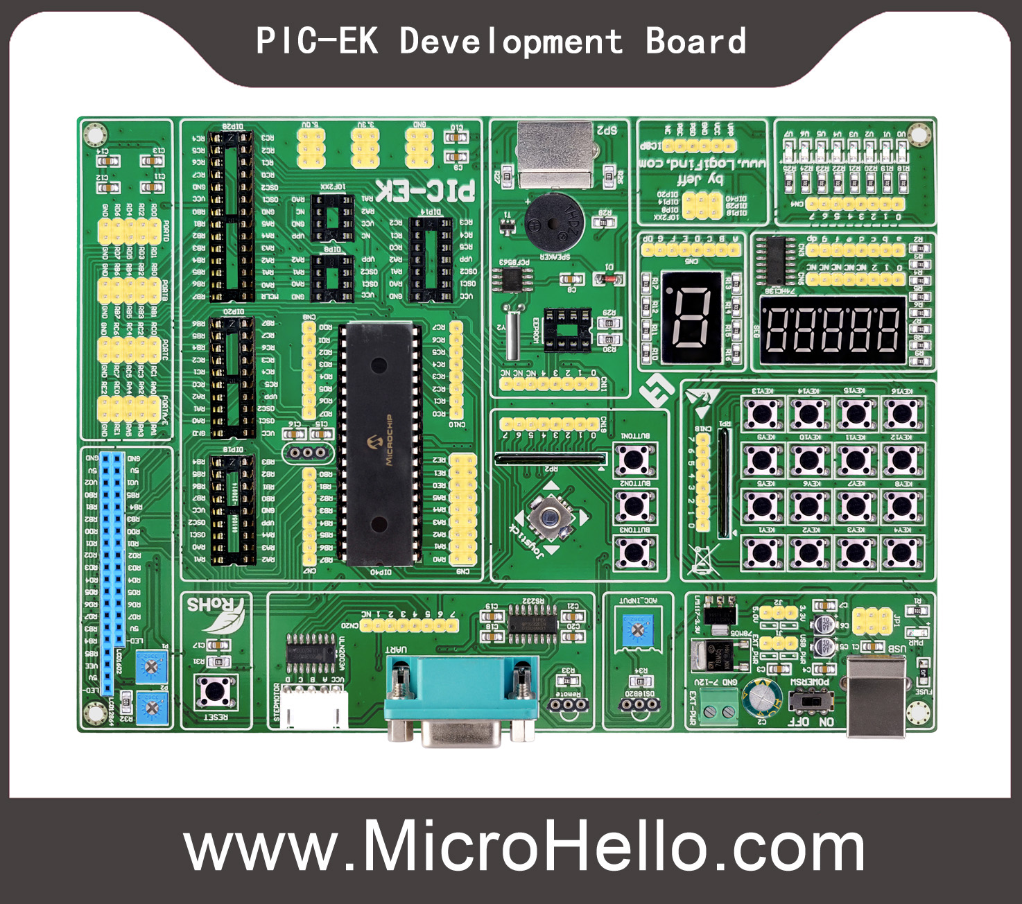 PIC-EK PIC development board for 8bit DIP40/28/20/18/14/8 PIC ...
