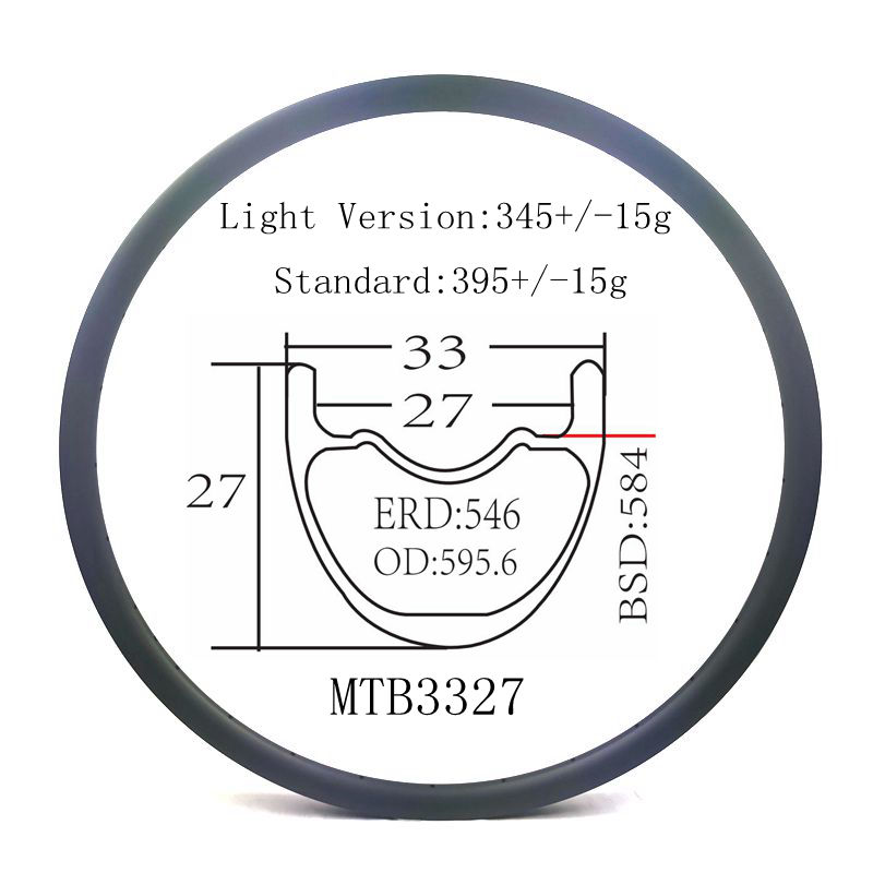 [MTB3327] 27.5 MTB Rims Carbon Symmetrical MTB 650B Rims BIKEDOC