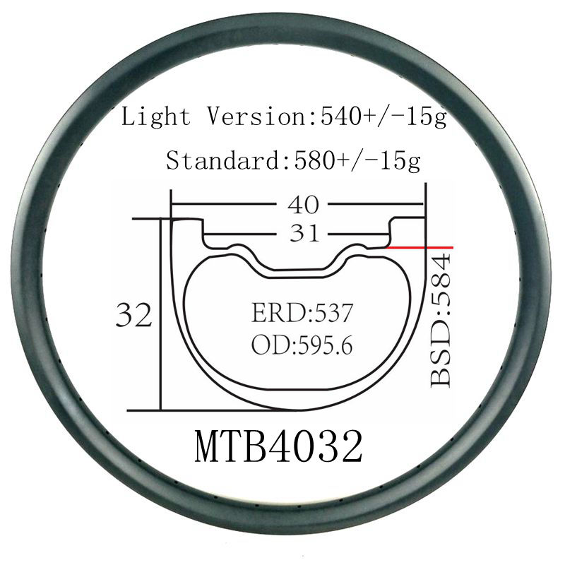 Factory Sale Carbon Rims 36H Downhill 650B Carbon Fibre Rims 27.5