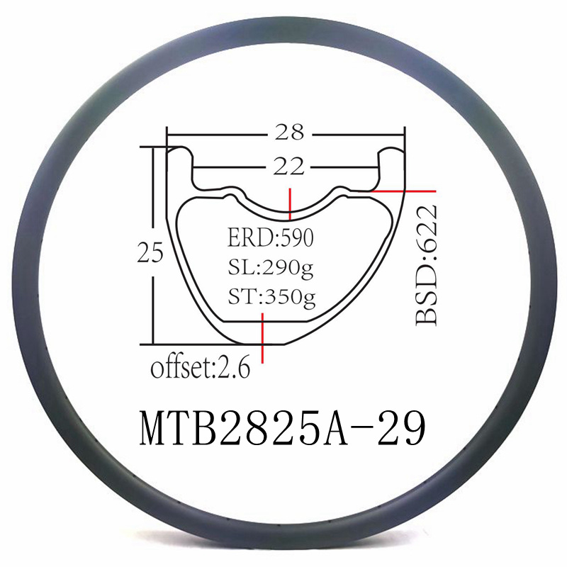 Carbon Rims Asymmetric Cerchio Carbonio MTB 29 XC BIKEDOC Carbon Fiber Rims