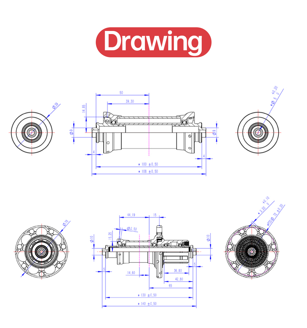 ARC RT-034F/RCB Carbon Road Hub Front 18Holes 100mm Rear 21Holes 130mm ...