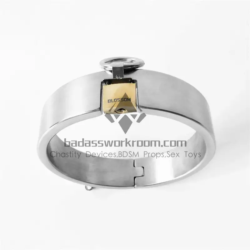 Integrated Padlock Steel BDSM Collar 3CM Height,Steel Bondage Gear
