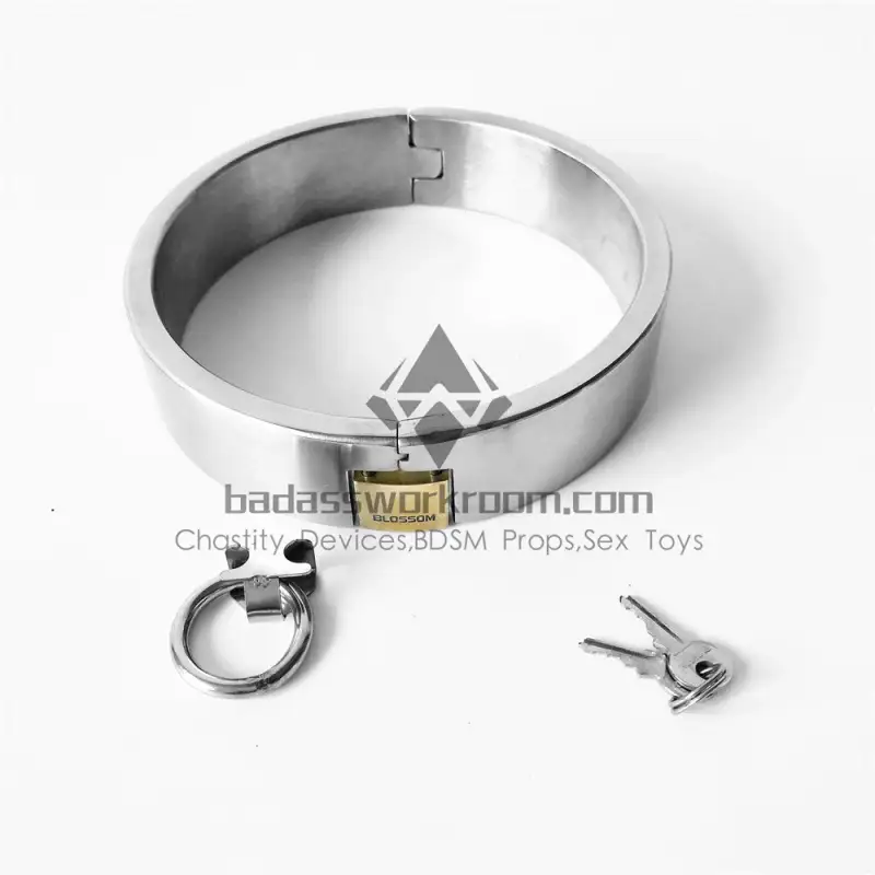 Integrated Padlock Steel BDSM Collar 3CM Height,Steel Bondage Gear