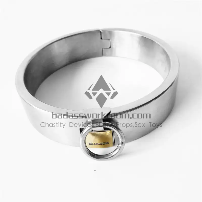 Integrated Padlock Steel BDSM Collar 3CM Height,Steel Bondage Gear