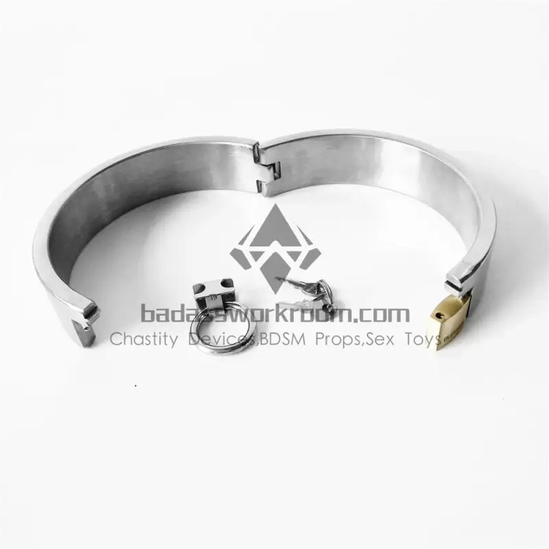 Integrated Padlock Steel BDSM Collar 3CM Height,Steel Bondage Gear