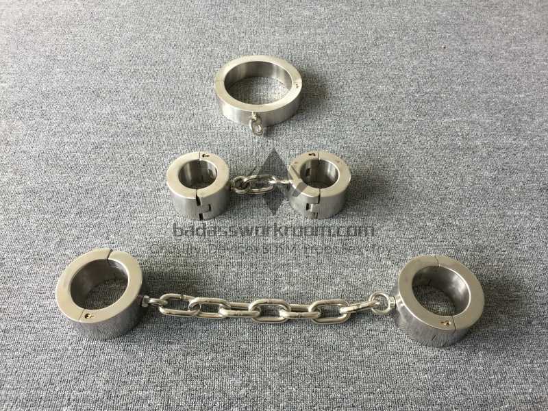 Super Heavy Stainless Steel Bondage Restraints Cuffs Kit,Steel Bondage Gear