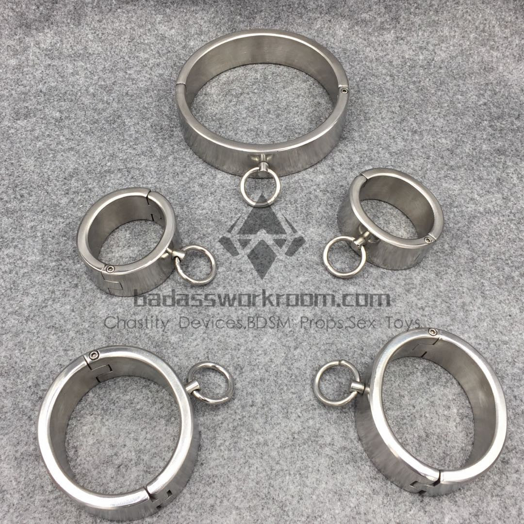 Stainless Steel 3 In 1 Restraint Cuffs Kit(screw lock),Steel Bondage Gear