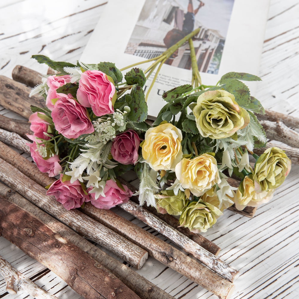 MW55505 Popular Artificial Flower Bouquet Artifical Fabric Beige White ...