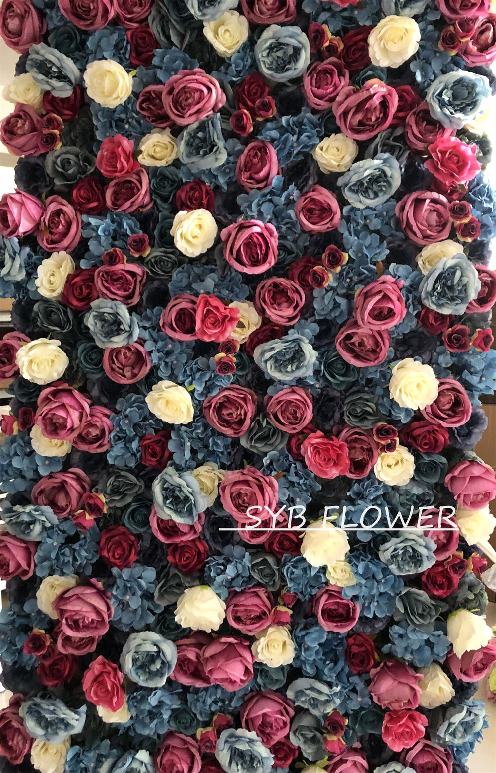 Customized 3D/5D Cloth Back Roll up Articifial Flower wall Backdrop For ...