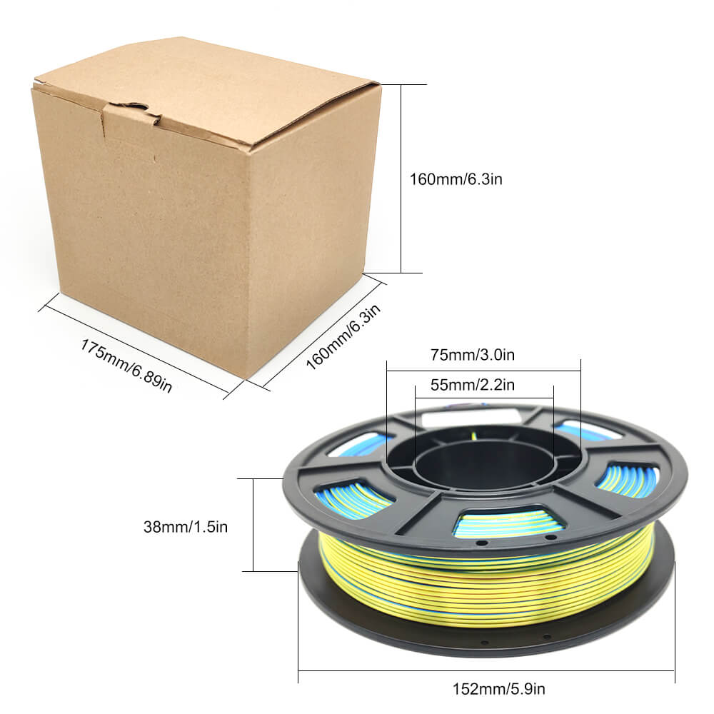 YOUSU Tri-color Silk PLA 3D Filament with gorgeous surface, Tangle free ...