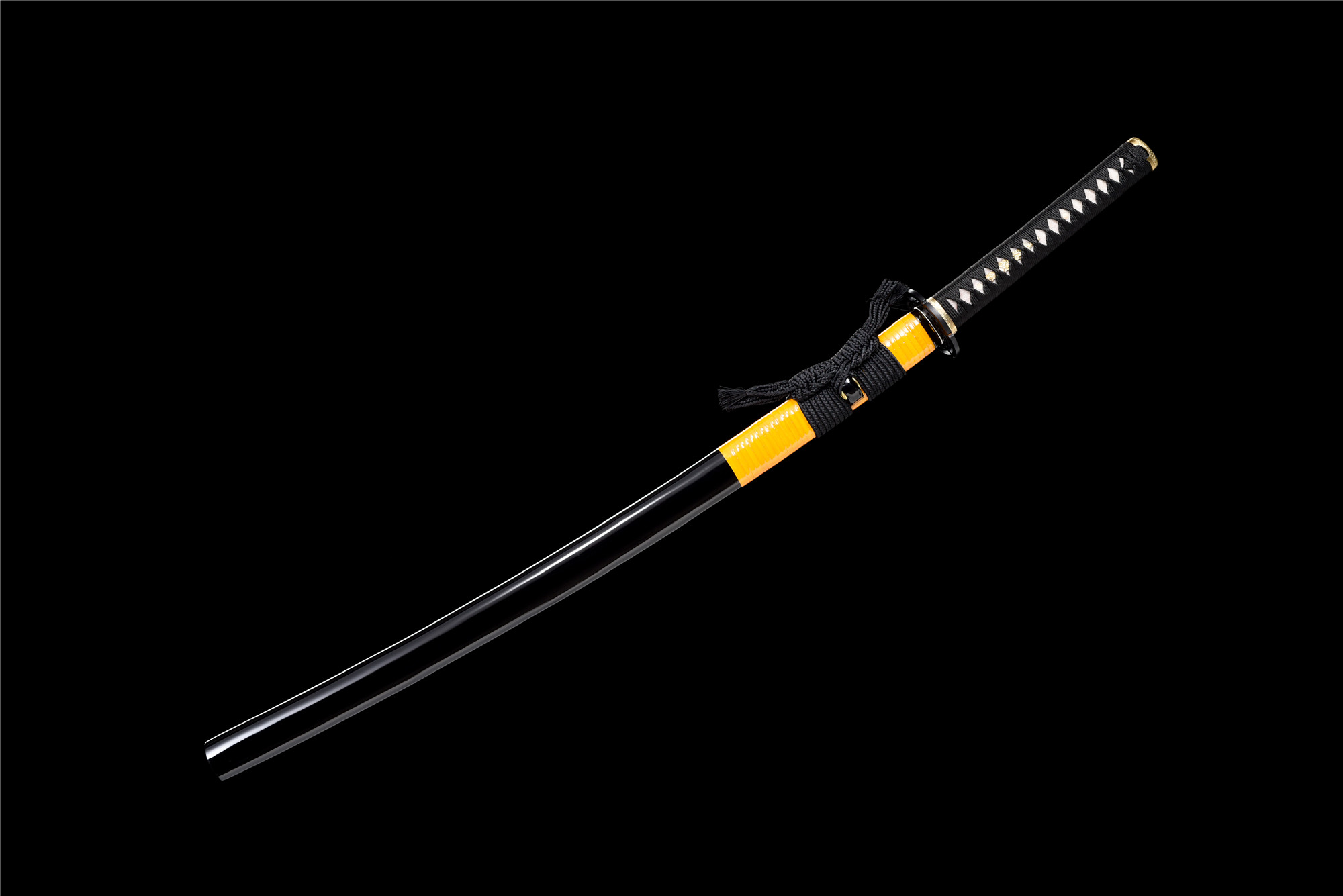 T10 Steel Clay Tempered With Hamon Real Half-Wound Rattan Katana ...