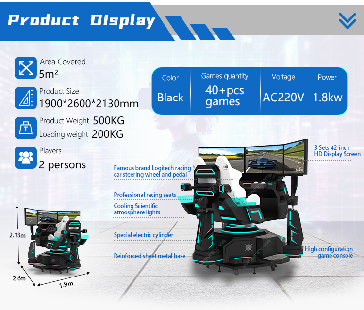 3DOF 3 Screens Rotating Racing Car Machine-360 Degree Horizontal ...