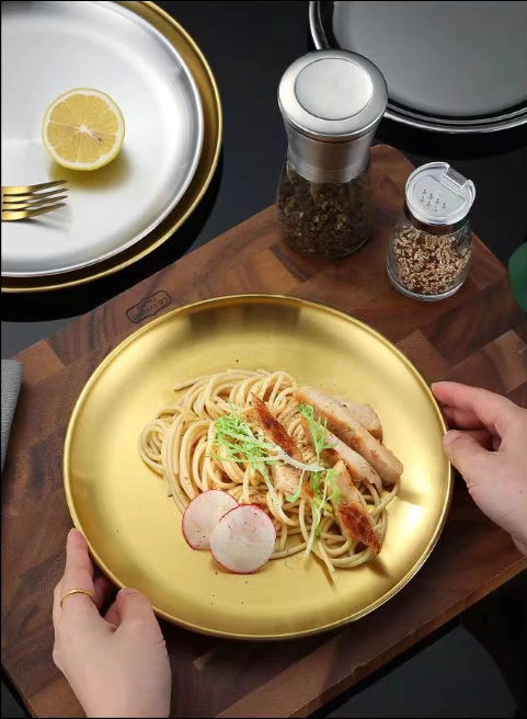 Round BBQ plate Korean style Kimchi inventory heart fruit plate Golden ...