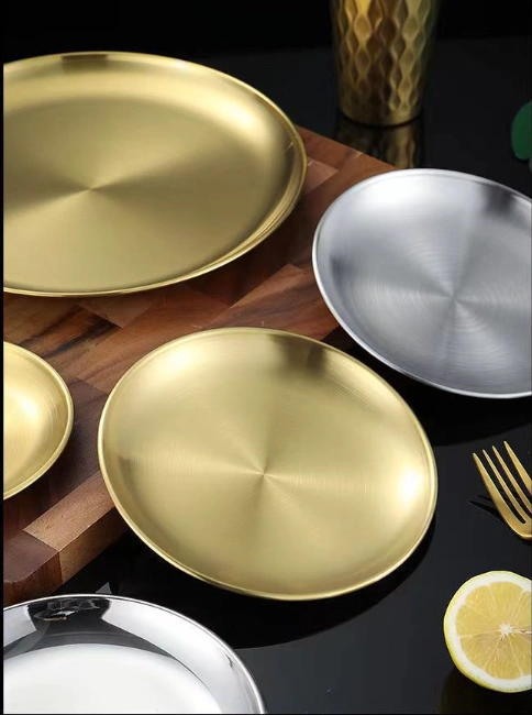 Round BBQ plate Korean style Kimchi inventory heart fruit plate Golden ...