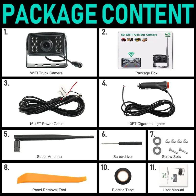 GreenYi 5G WiFi Wireless HD 720P Backup Rear View Reverse Camera for ...