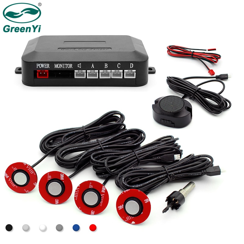 GreenYi Car Parking Sensor System with 13MM Flat Round Sensor Sound ...
