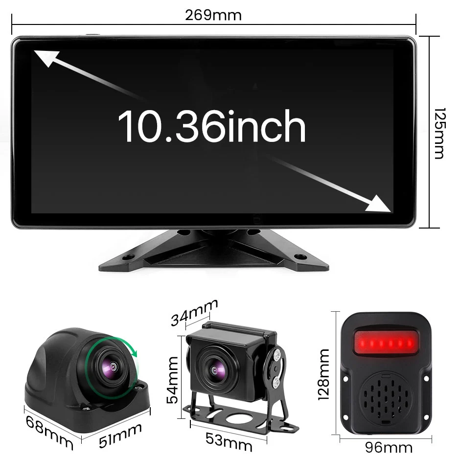 10.36Inch 4 Channel Smart Blind Spot Radar BSD Alarm DVR Recorder ...