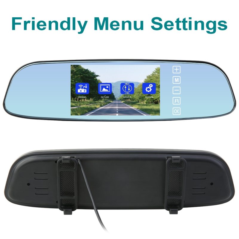 GreenYi Wireless 5 Inch Rear View Mirror Monitor Kit AHD 1080P Reverse ...