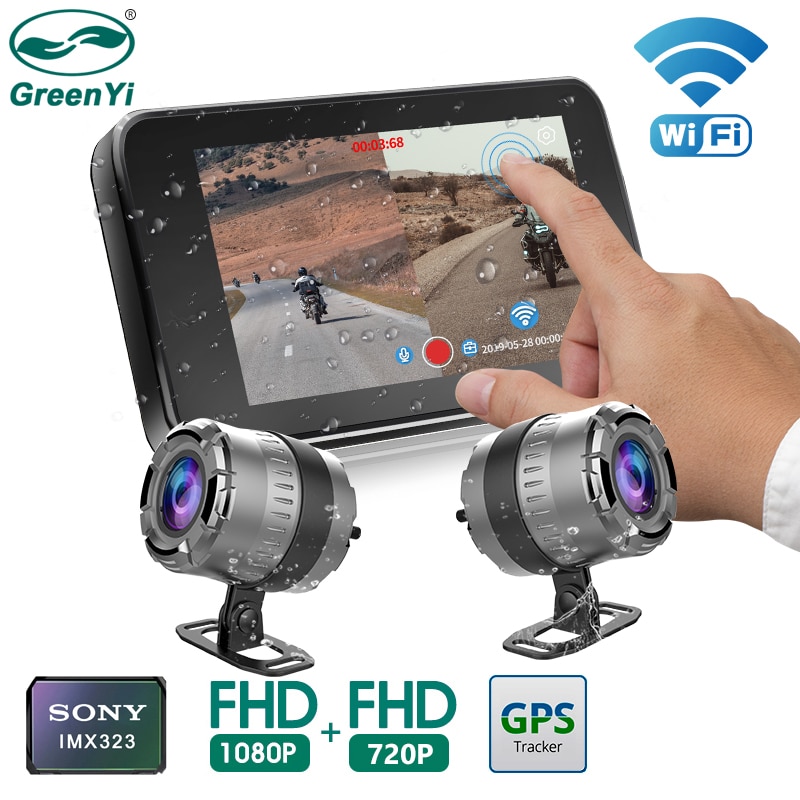 Waterproof Motorcycle DVR Dash Cam WiFi 1080P FHD Front Rear View ...