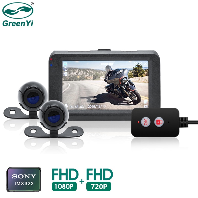 Motorcycle DVR Dash Cam, Full HD Front/Rear View Waterproof Driving ...