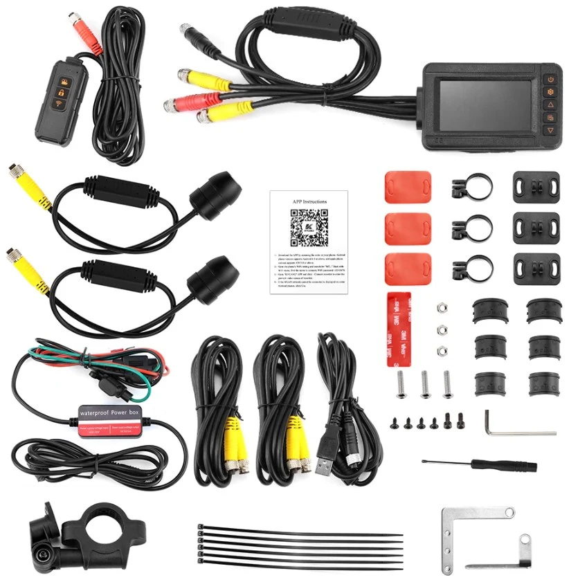 2K Motorcycle DVR Dash Cam with EIS, WiFi, GPS Logger, Waterproof Front ...