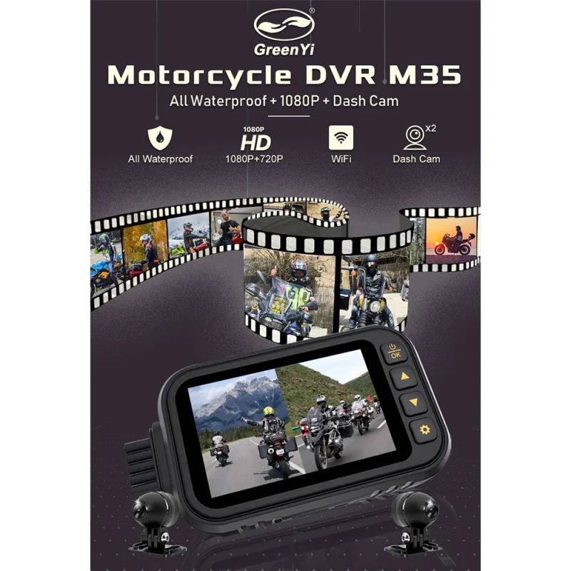 Motorcycle DVR Dash Cam: 3" Screen, 1080P Front/Rear View Camera ...