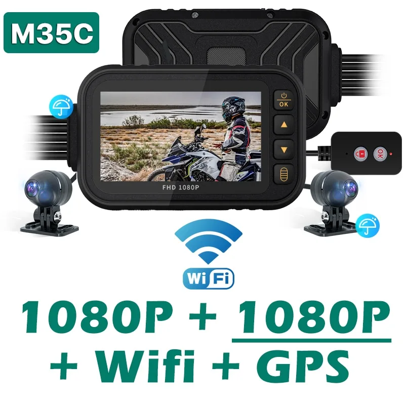 Motorcycle DVR Dash Cam: 3" Screen, 1080P Front/Rear View Camera ...
