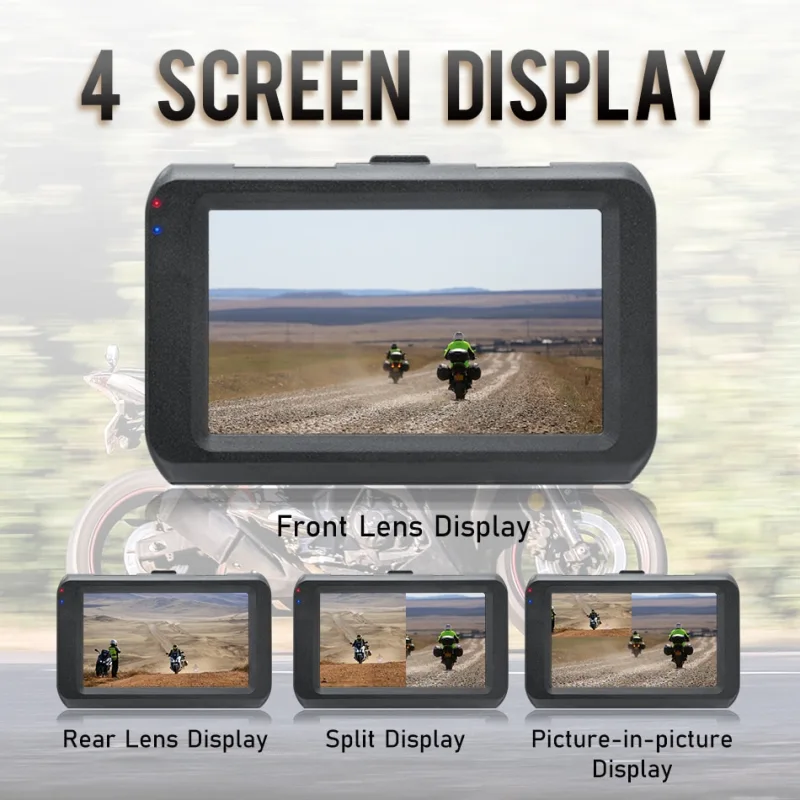 Motorcycle DVR Dash Cam, Full HD Front/Rear View Waterproof Driving ...