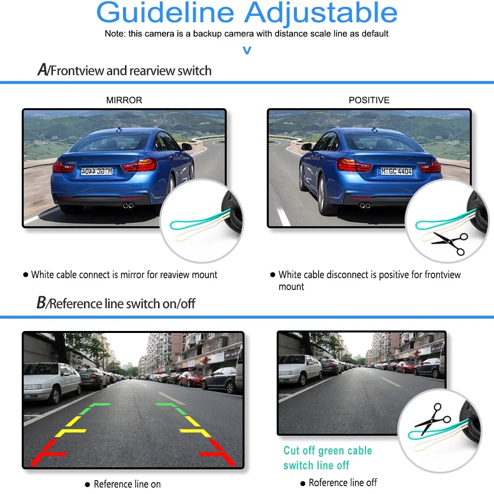 Universal Car Front/Rear/Side View Camera with Optional Distance Scale ...