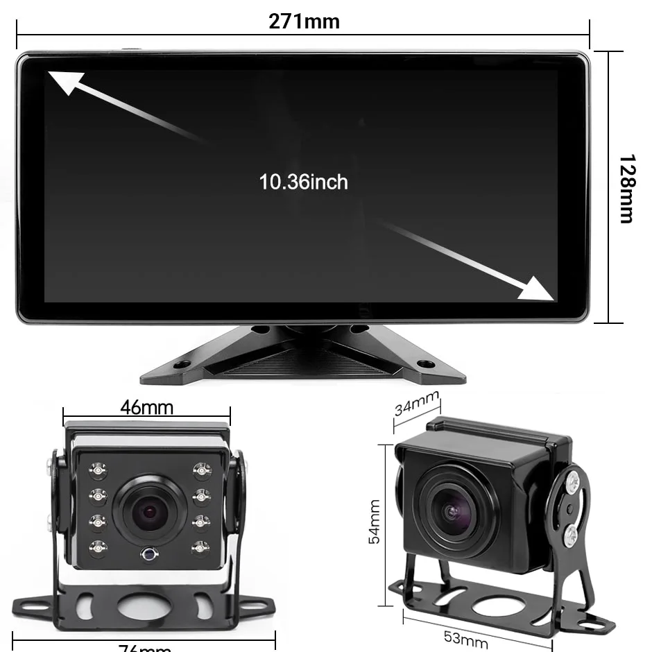 10.36 Inch 4 Channels Split Screen Car MP4 DVR Recorder Monitor With ...