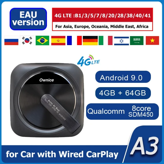 Wireless Apple CarPlay Adapter Dongle Plug & Play with Android Auto WiFi Auto Connect No Delay ...