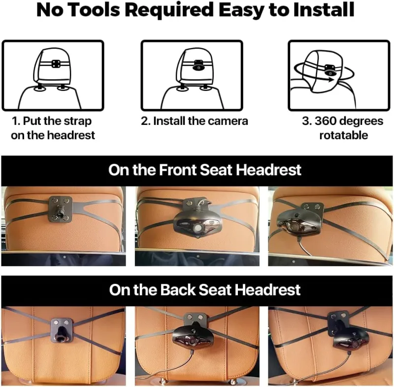 GreenYi 5G WiFi Wireless Car Baby Camera, View Infant in Rear Facing ...