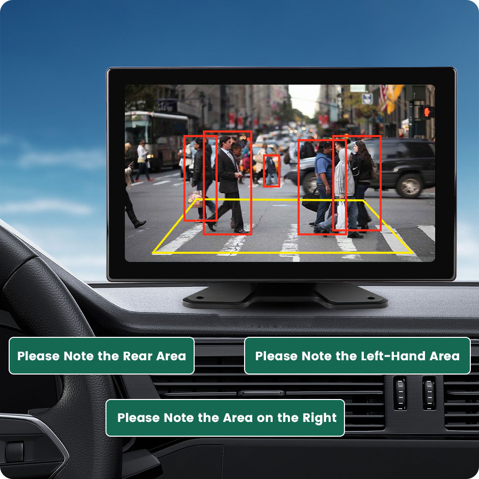 AHD 10.1Inch 6CH Touch Screen Smart Blind Zone Radar BSD Alarm DVR Recorder Monitor with Cameras ...