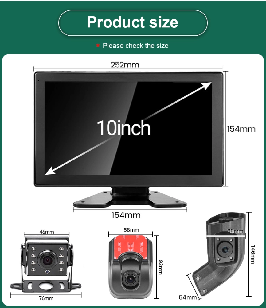 AHD 10.1Inch 6CH Touch Screen Smart Blind Zone Radar BSD Alarm DVR ...