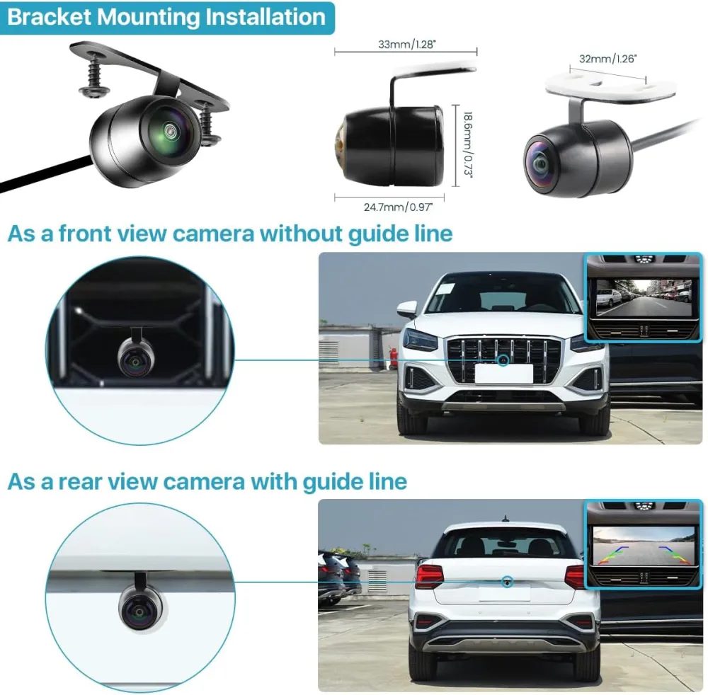 AHD 1080P Backup Camera - Universal Flush Mount for Cars, Pickup, SUVs ...