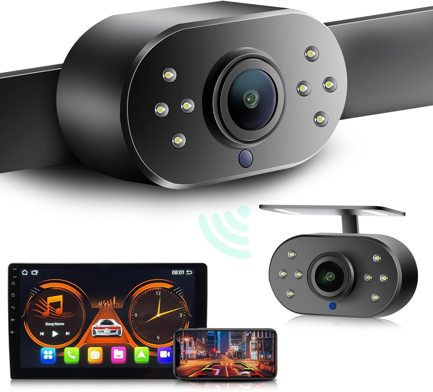 WiFi Car License Plate Backup Camera - Wireless 720P HD Rear/Front View ...