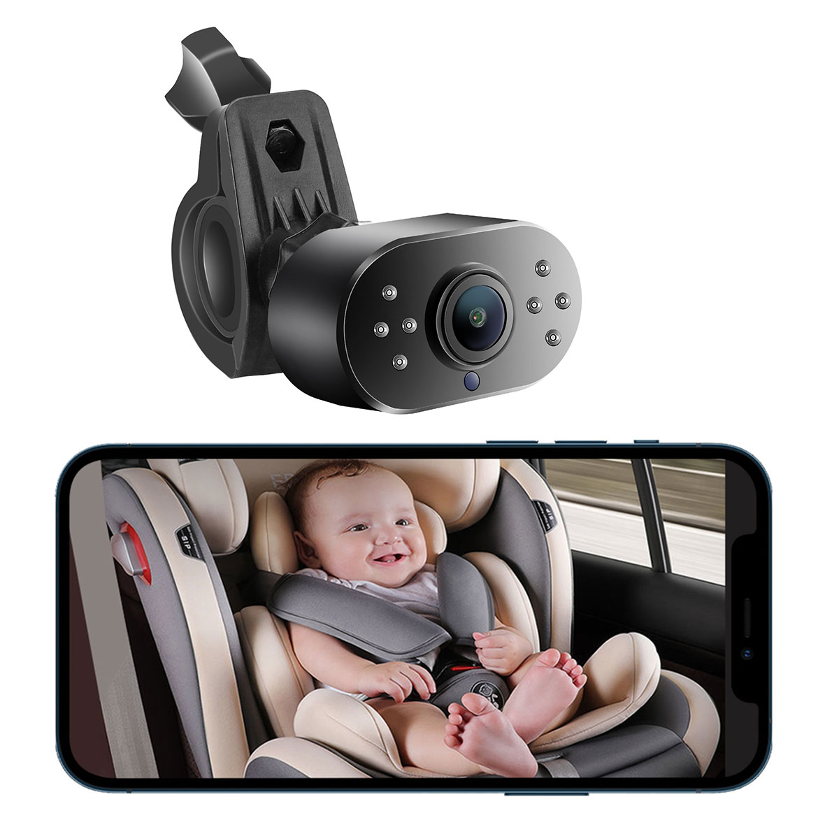 GreenYi WiFi Car Baby Camera with IR LEDs, Wireless to Monitor 720P HD ...