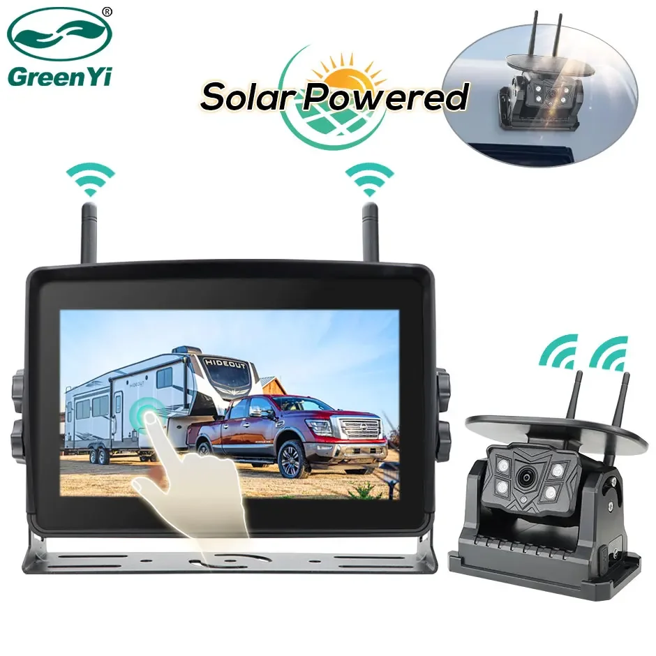 GreenYi Solar Energy 7'' Wireless DVR Record Monitor Blind Spot Radar ...