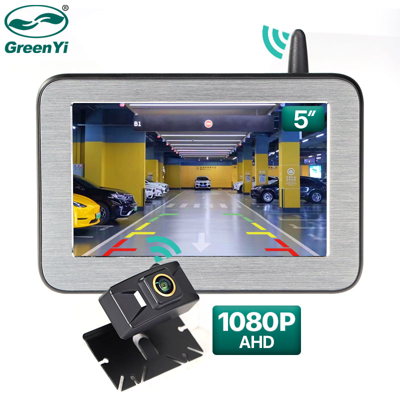GreenYi Wireless 5'' IPS Screen Parking Monitor AHD 1080P Transmitter ...