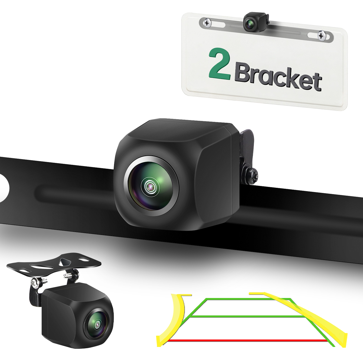 2in1 AHD 1080P Trajectory License Plate Backup Camera for Car, Truck ...