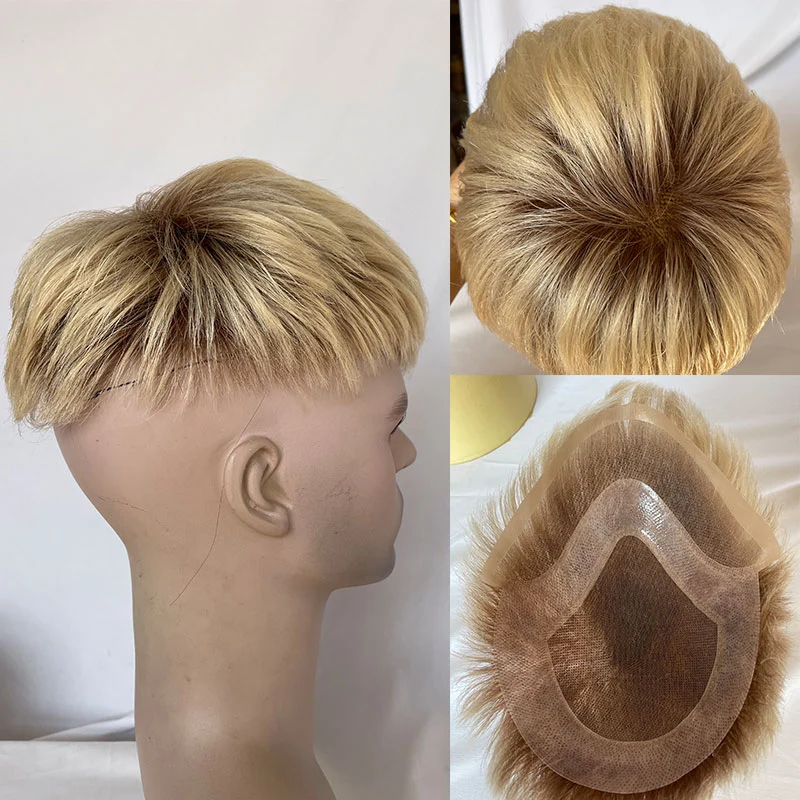 Men's Toupee Human Hair 8x10 Hairpiece For Mens Hair Replacement System ...