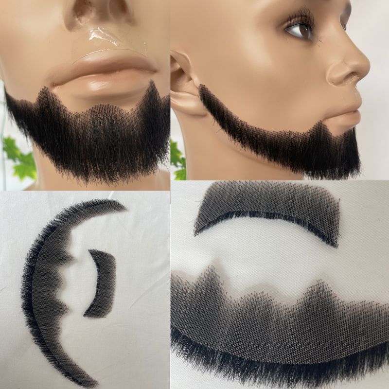 Voloria Real Human Hair Face Beard Mustache For American Black Men Fake ...