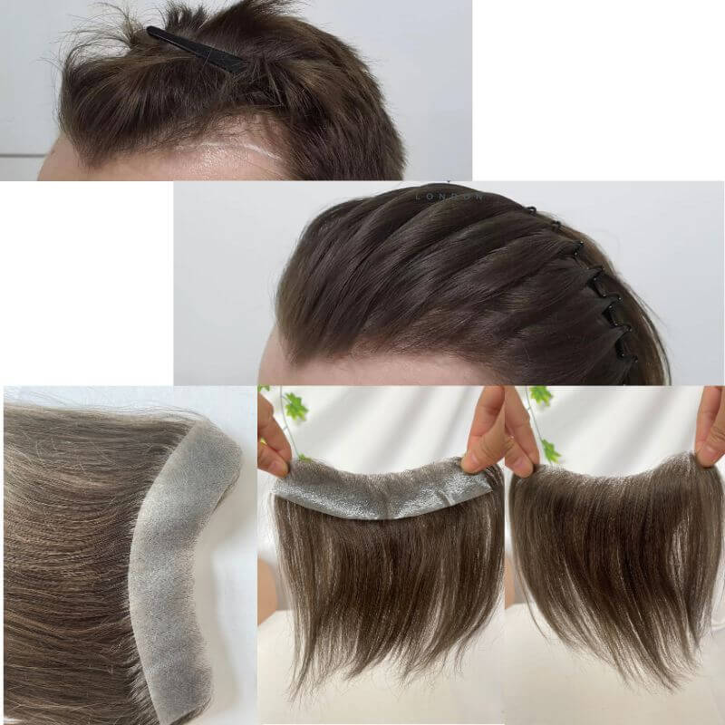 #4 Brown Color Full PU Hairline Men's Toupee Human Hair Hairpiece For ...