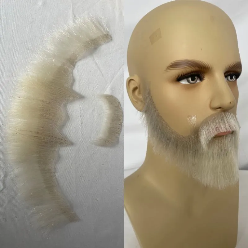Face Fake Beard 100% Human Hair Face Beard Mustache For Men Fake Beard ...