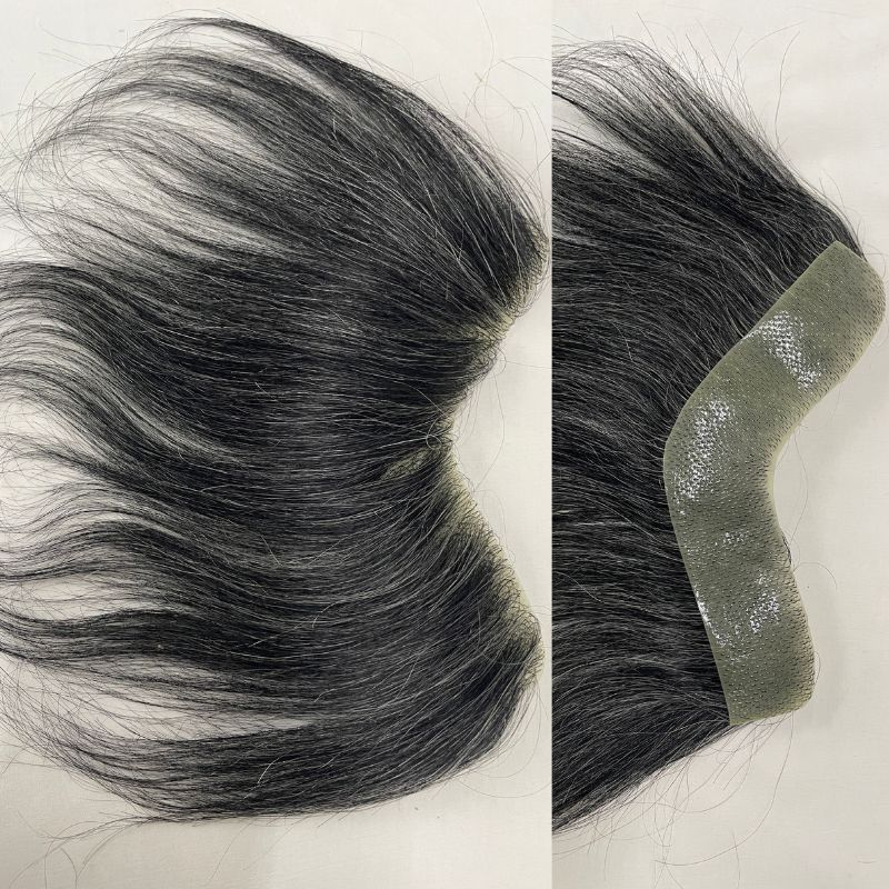 Men V Frontal Hairline Toupee Human Hair Skin PU Man Hairpieces Topper ...