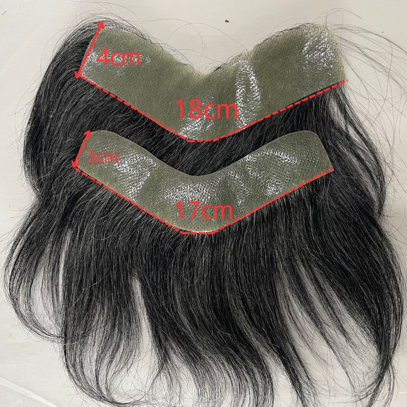 Men V Frontal Hairline Toupee Human Hair Skin PU Man Hairpieces Topper ...