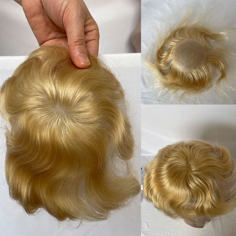 1B60 Thin Skin PU Bald Spot Hair Patches Toupee For Men 8CM X 8CM V ...