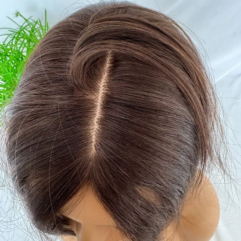 Skin Base Human Hair Topper With Clips In Silk Top Virgin European Hair ...